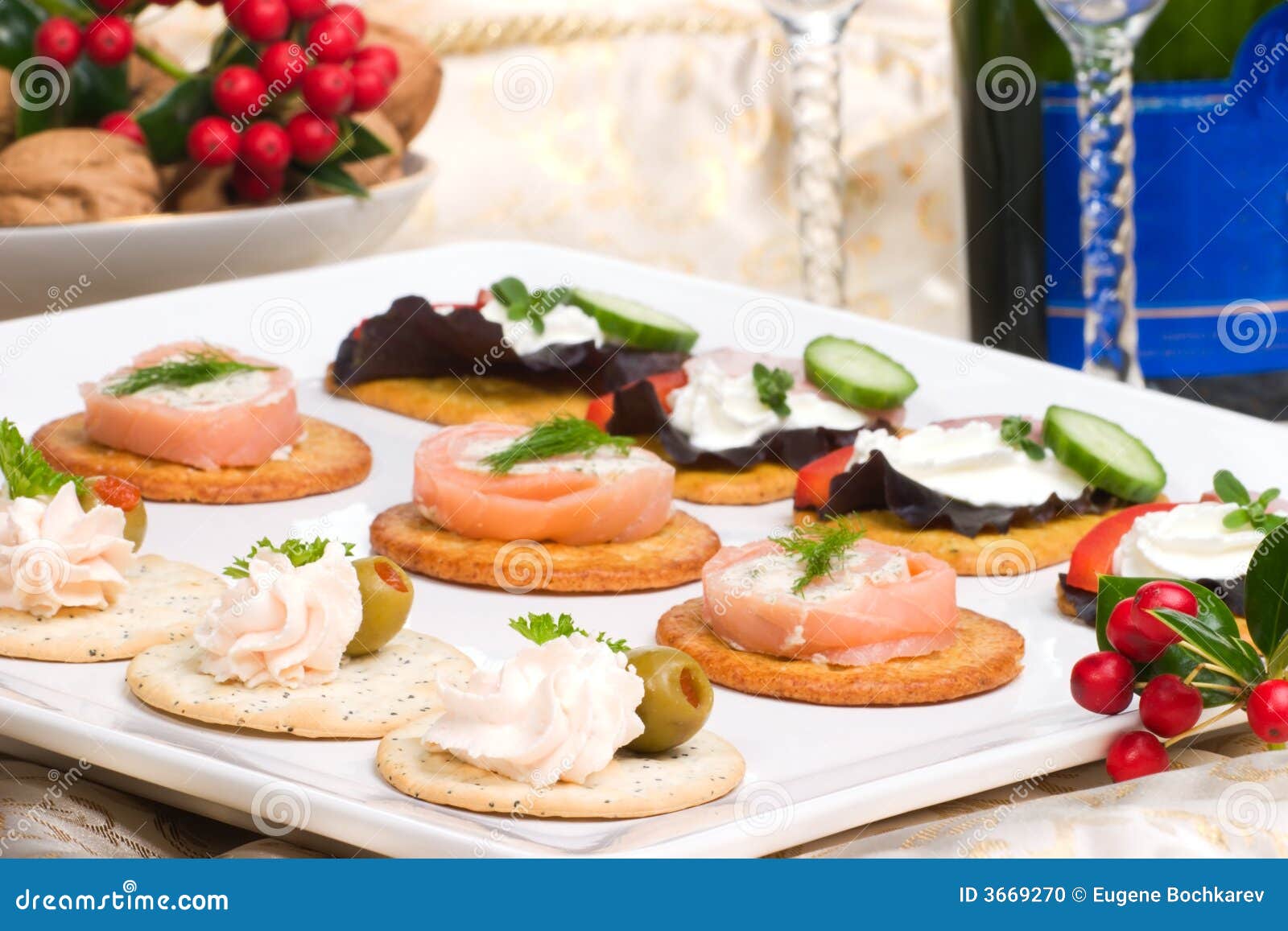 Tray full of fresh canapes stock photo. Image of gourmet - 3669270