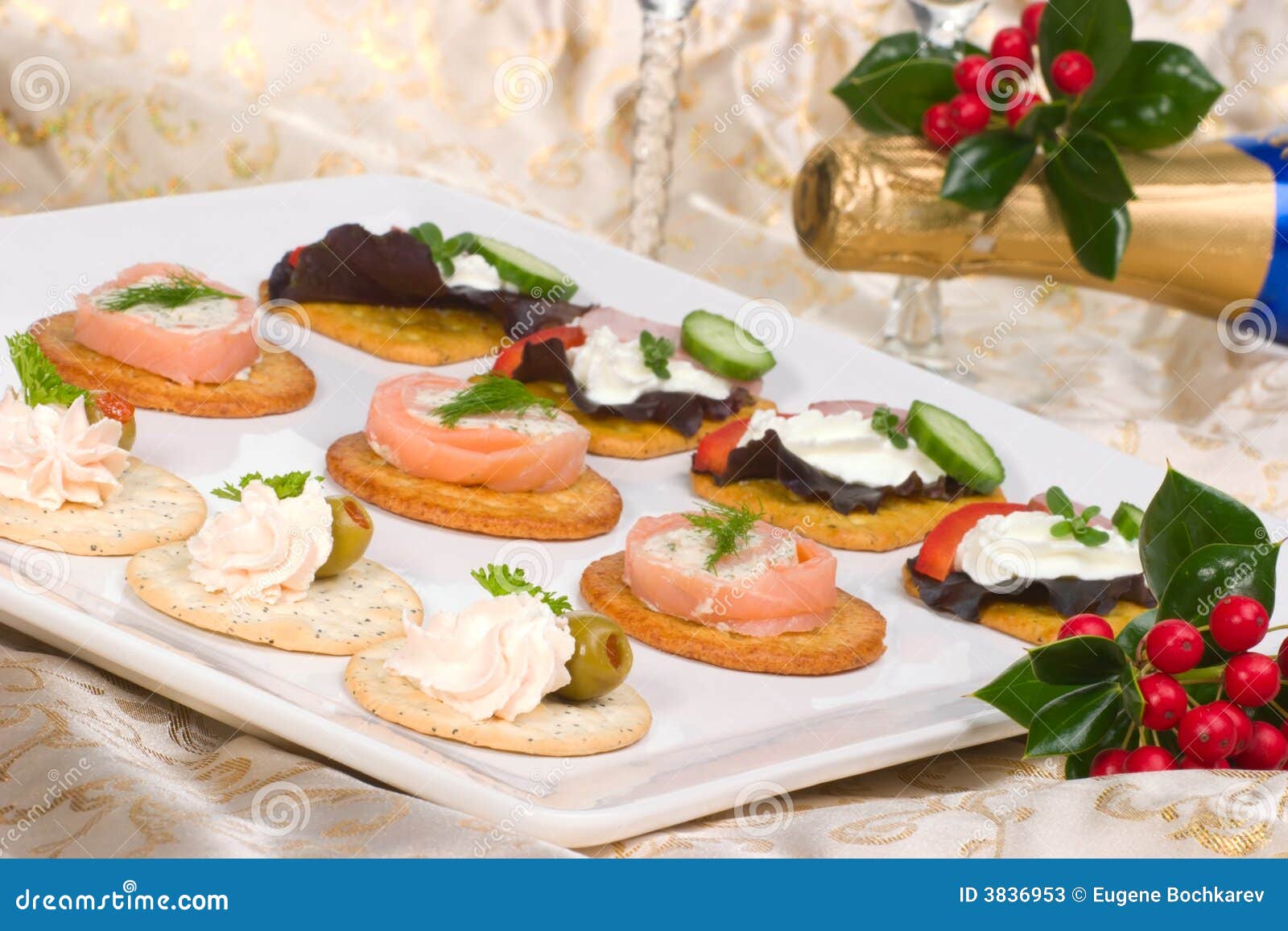 Tray full of fresh canapes stock image. Image of cream - 3836953