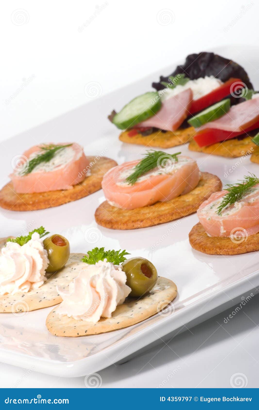 Tray full of fresh canapes stock image. Image of green - 4359797