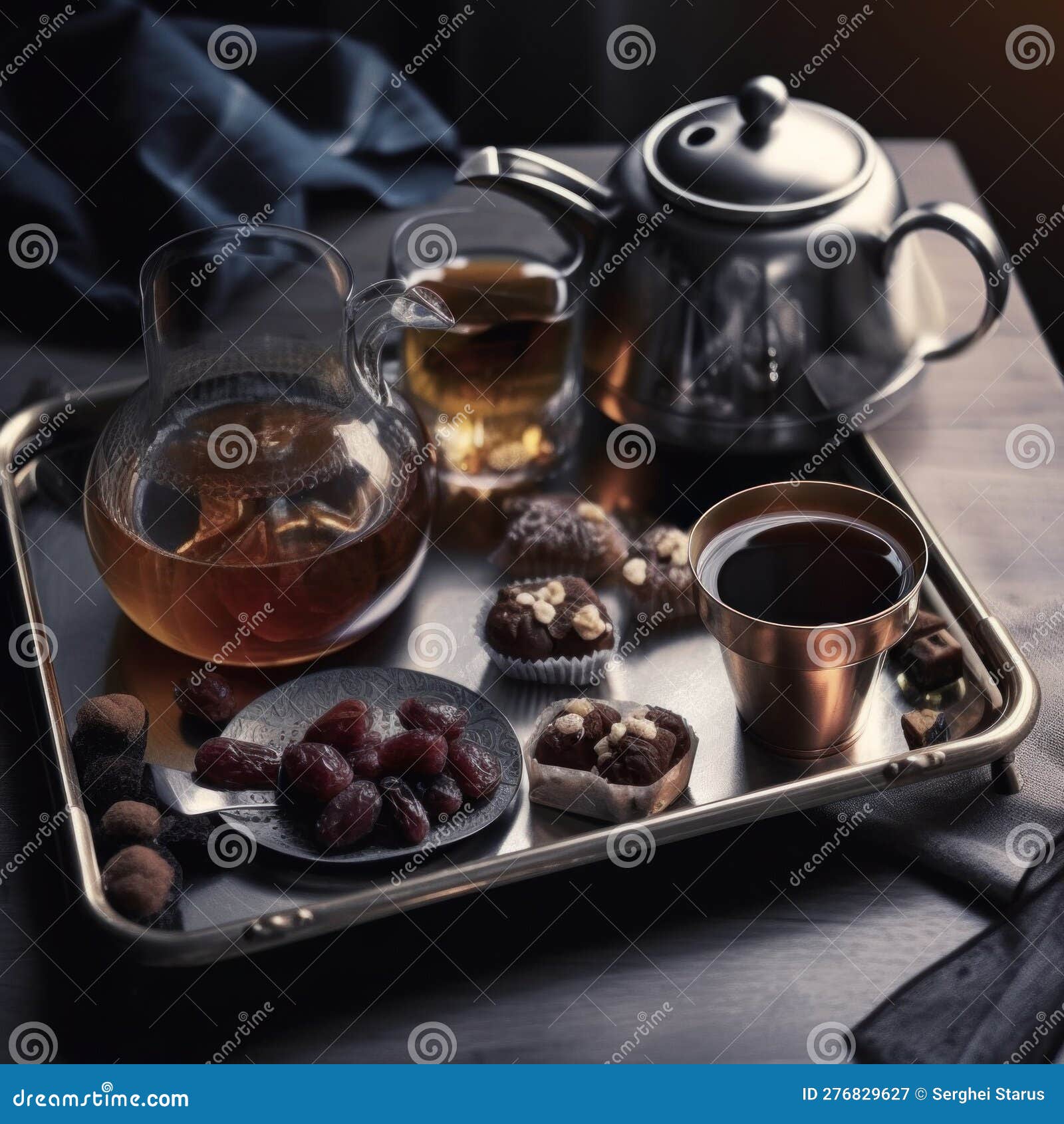 A Tray that Has Teapot and Some Food on it. AI Generative Image. Stock ...