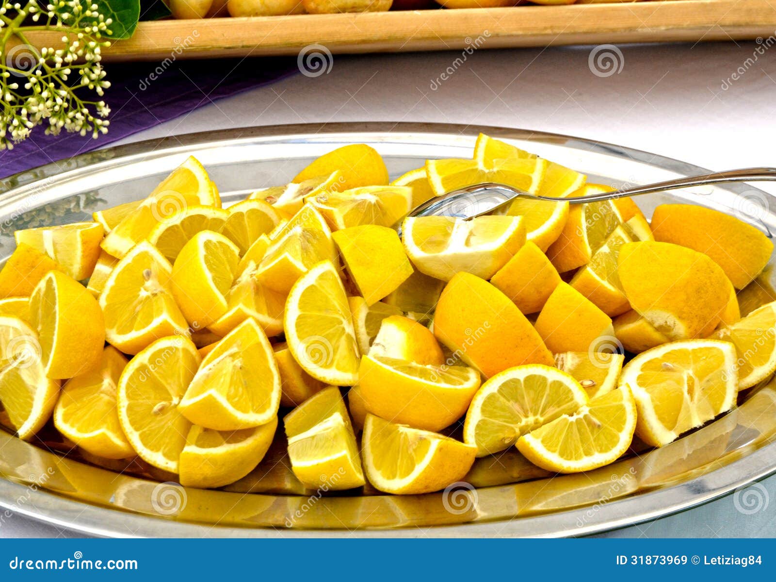 Tray with lemons stock image. Image of assortment, flowers - 31873969