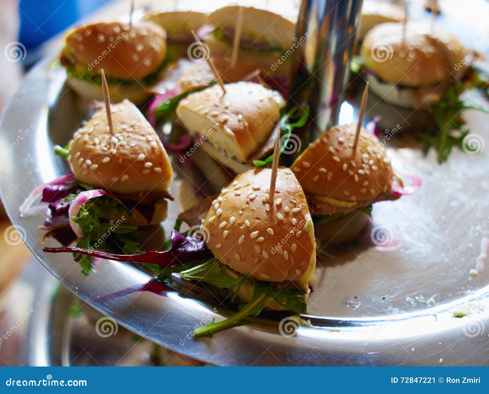 Tray with Mini Bite Size Sandwich Appetizers Stock Image - Image of ...
