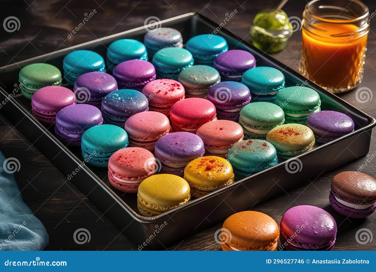 Tray of Nitrogenfrozen Macarons with Vibrant Colors and Smooth Texture ...