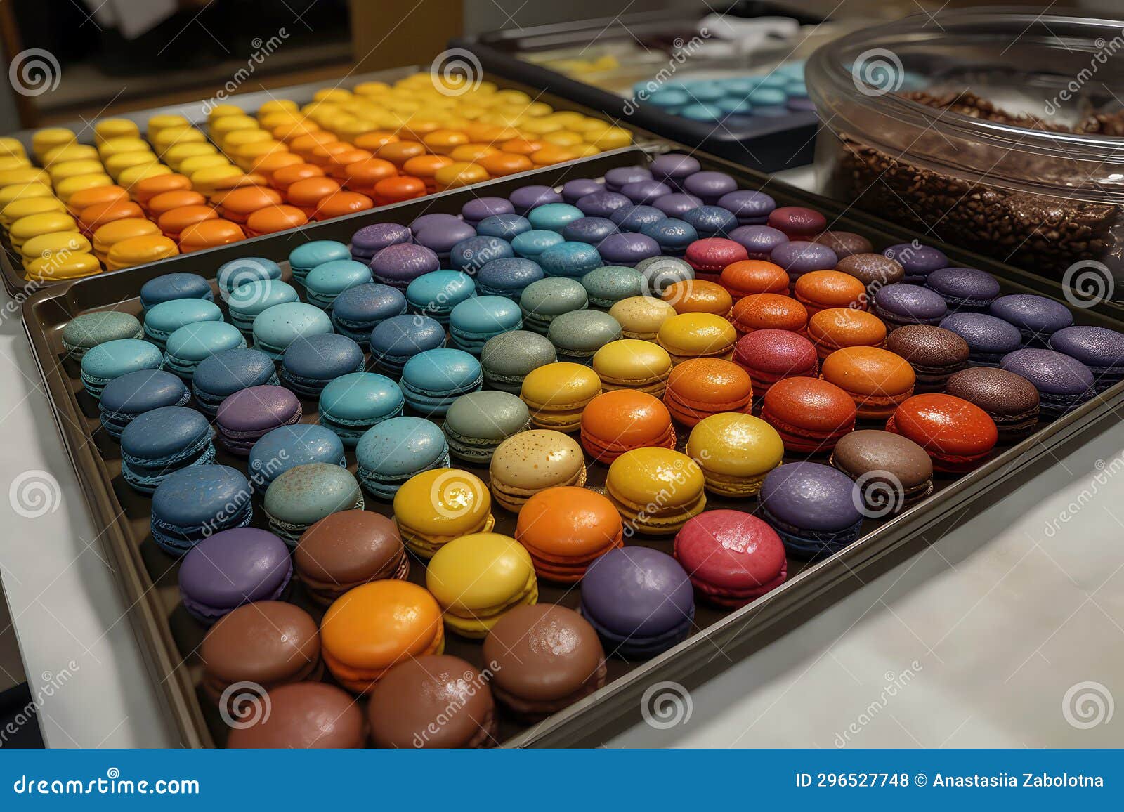 Tray of Nitrogenfrozen Macarons with Vibrant Colors and Smooth Texture ...