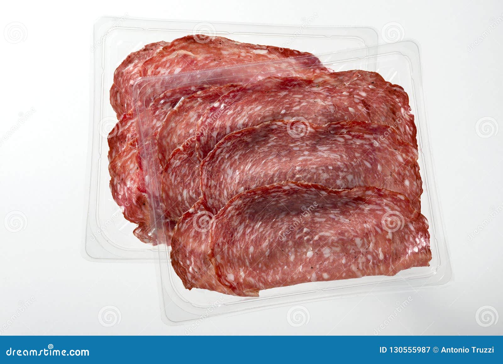 Tray Packaged of Presliced Salame Stock Image - Image of salami, meat ...