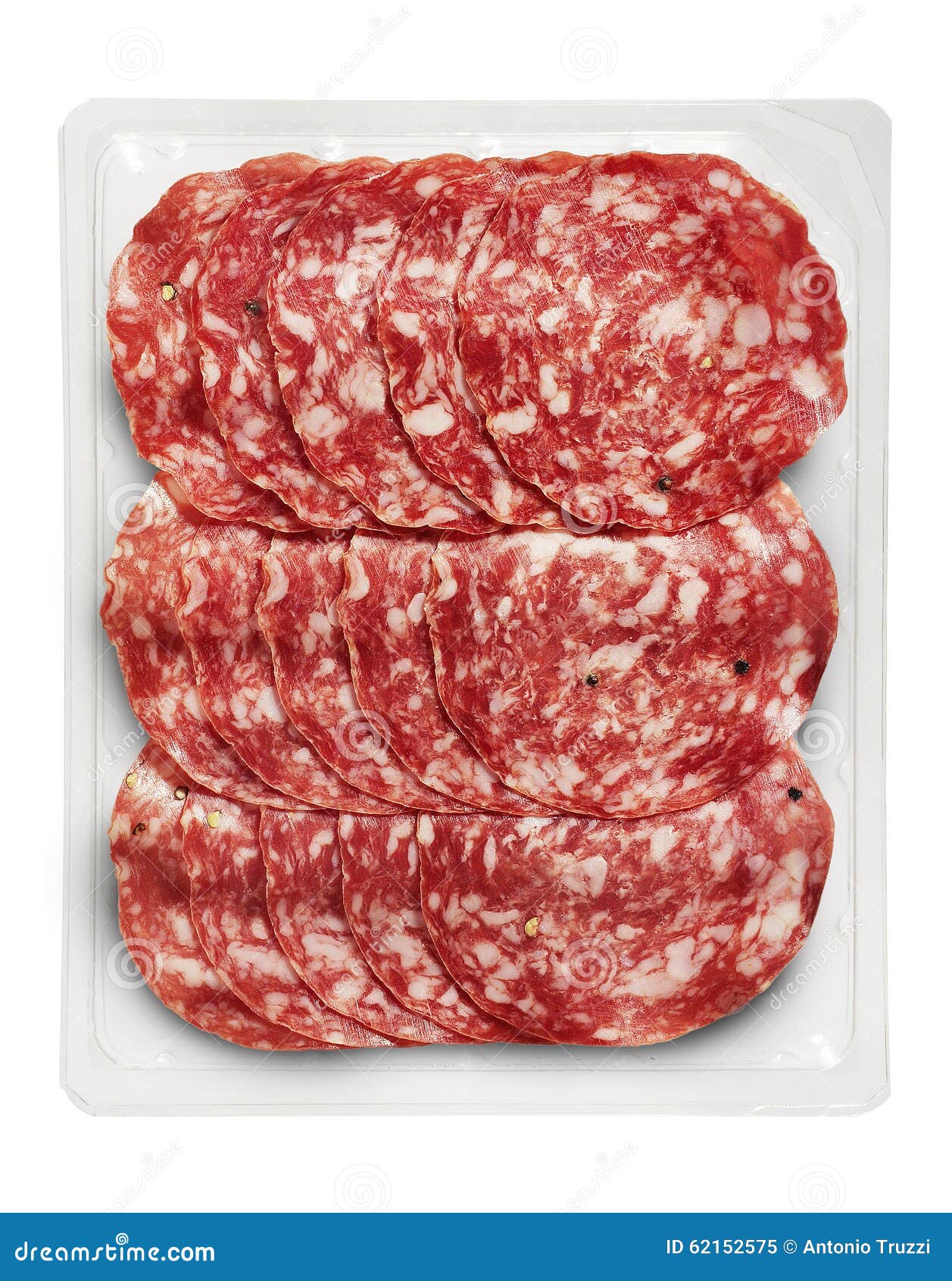 Tray Packaged of Presliced Salame Stock Image - Image of sliced, pack ...