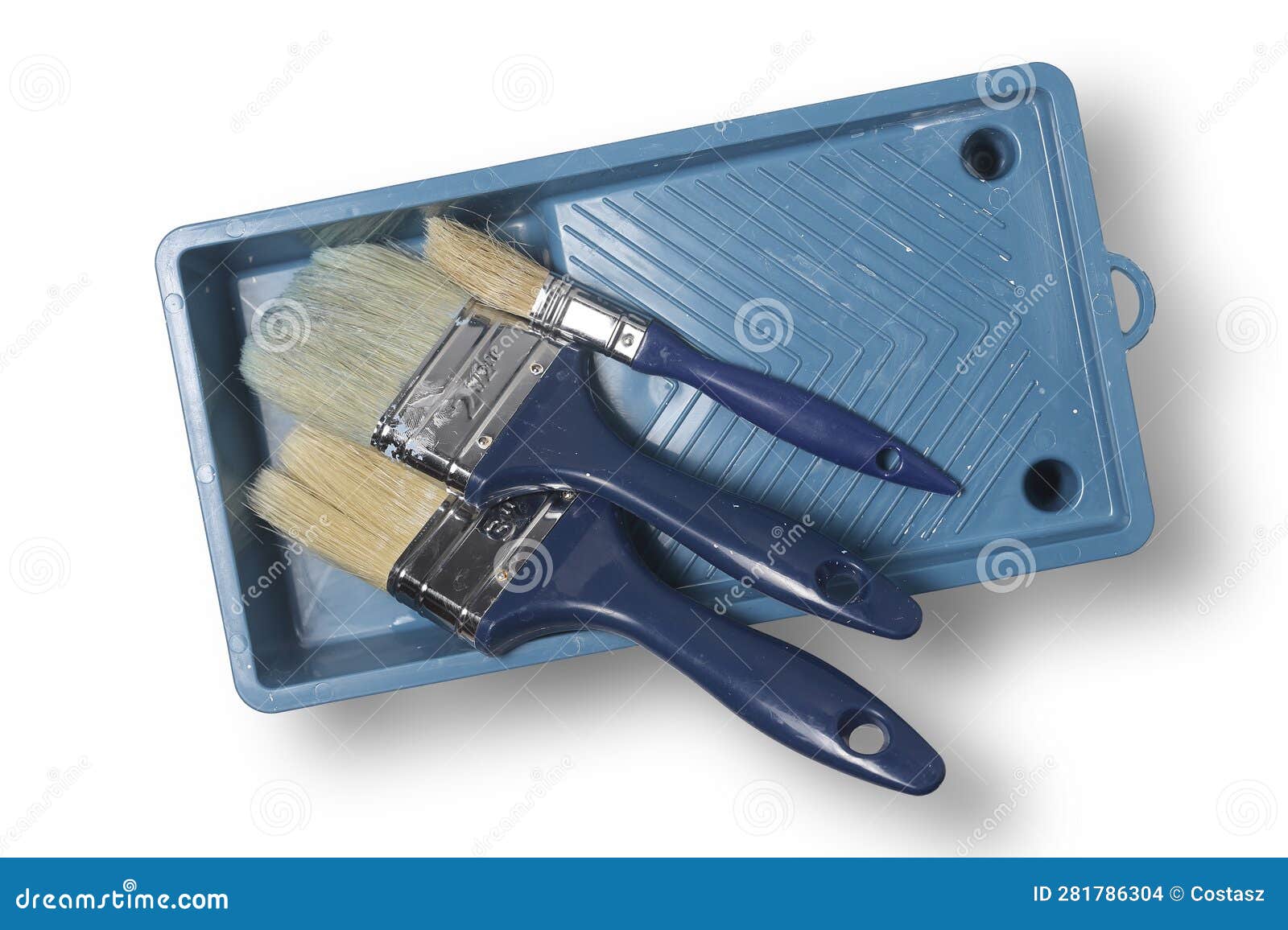 Tray with paint brushes stock photo. Image of renovation - 281786304