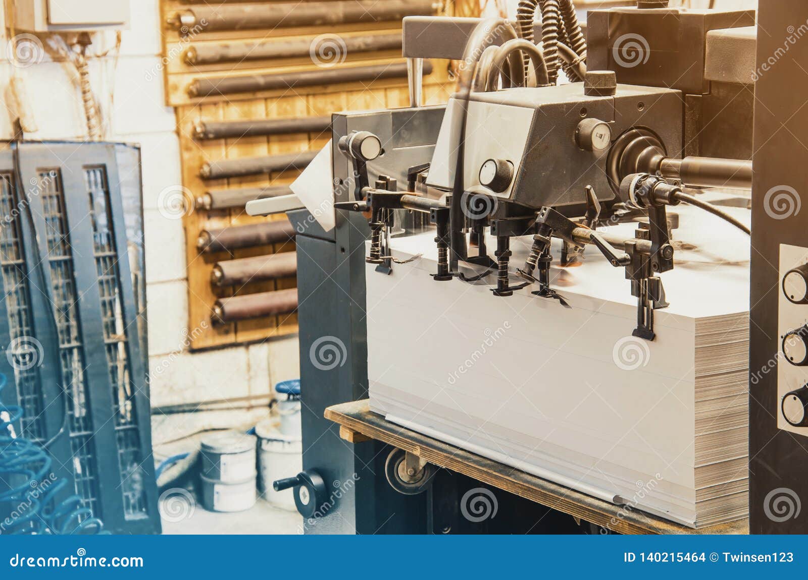 The Tray with the Paper Tray for Feeding a Printing Machine Stock Photo ...
