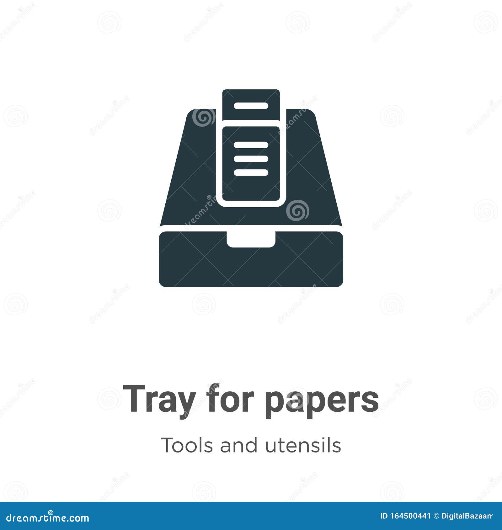 Tray for Papers Vector Icon on White Background. Flat Vector Tray for ...