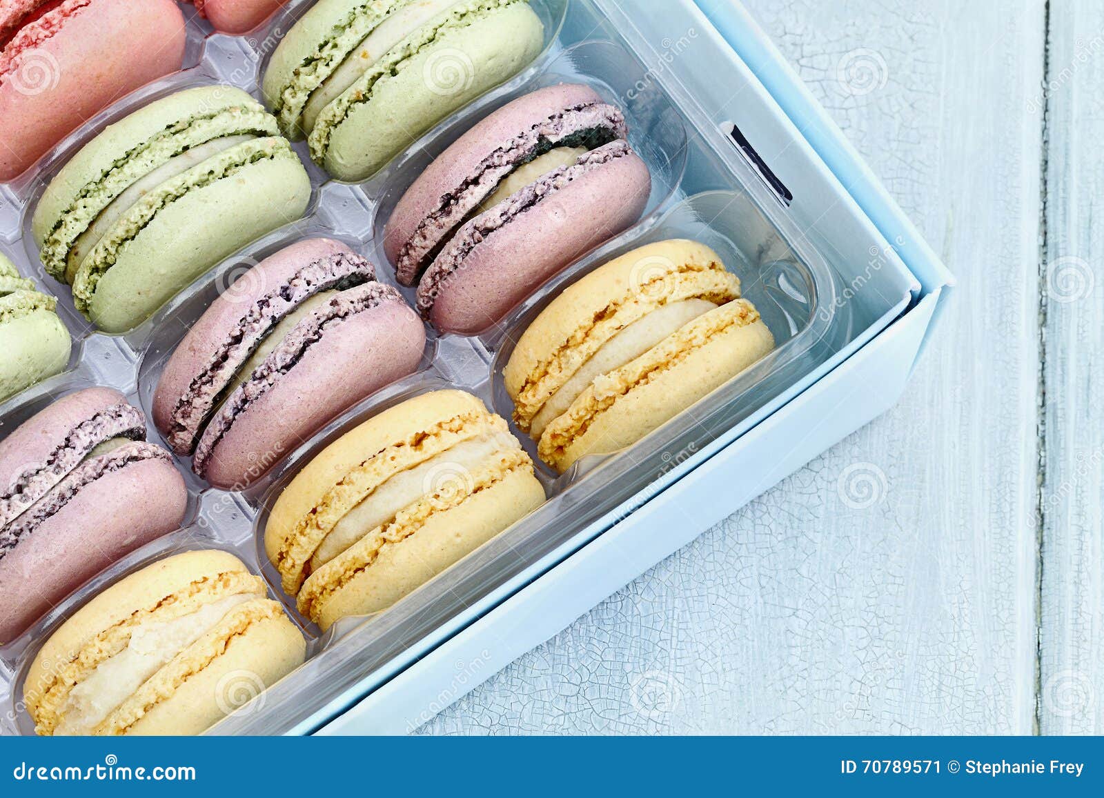 Tray of Pastel Macarons stock image. Image of aerial - 70789571