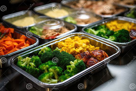 A Tray of Pre-prepared Meals in Containers Stock Image - Image of lunch ...