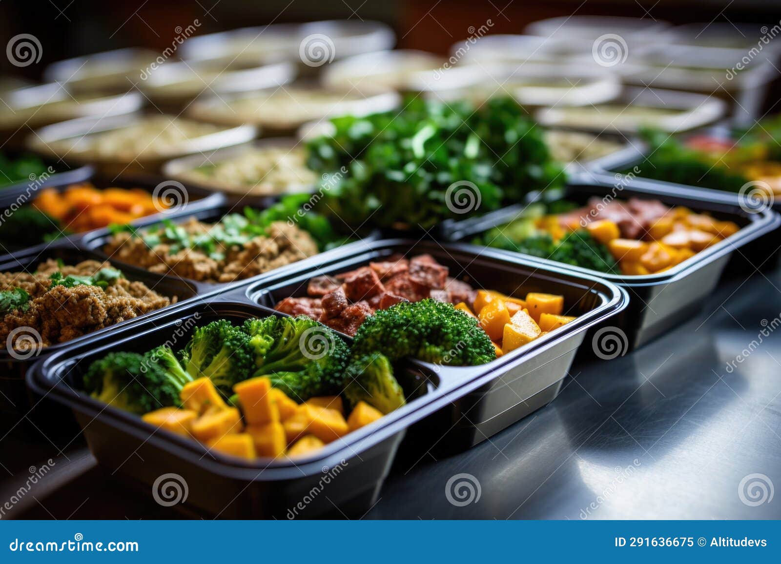 A Tray of Pre-prepared Meals in Containers Stock Image - Image of ...