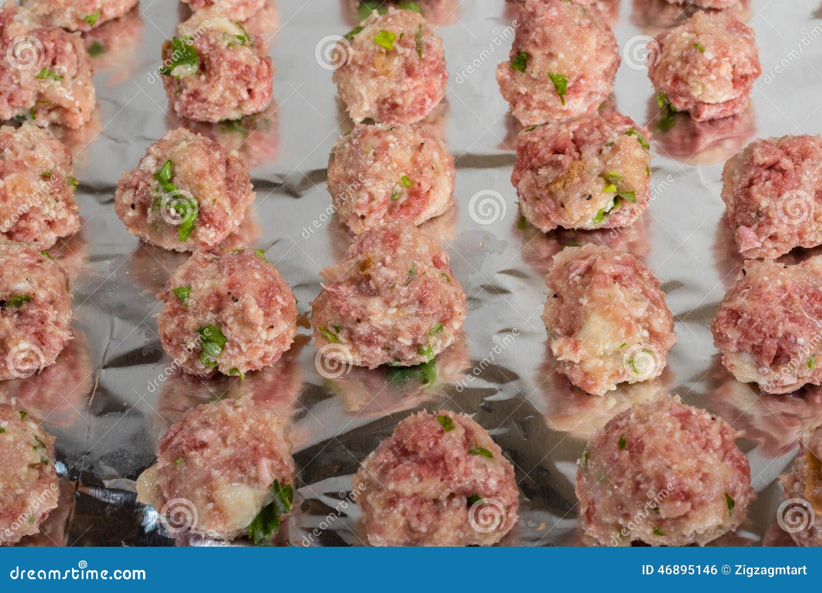Tray of Raw Meatballs Ready To Bake Stock Photo - Image of cuisine ...