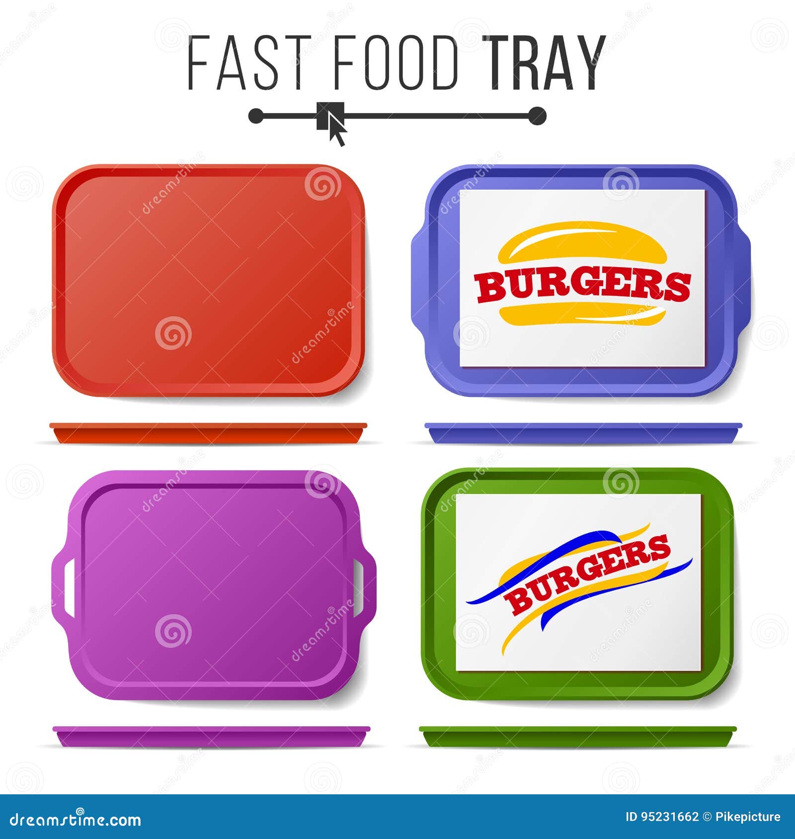 Tray Salver Set Vector. Empty Plastic Rectangular Tray Salvers. Top ...