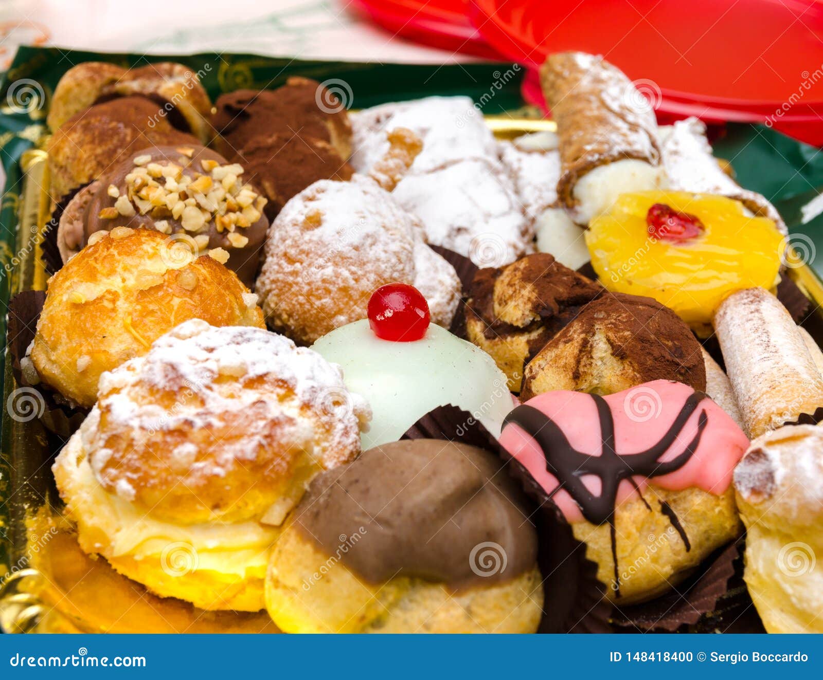 Tray of Sicilian pastries stock photo. Image of pastries - 148418400