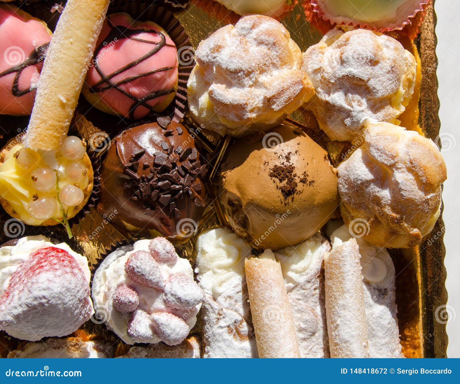 Tray of Sicilian pastries stock photo. Image of typical - 148418672