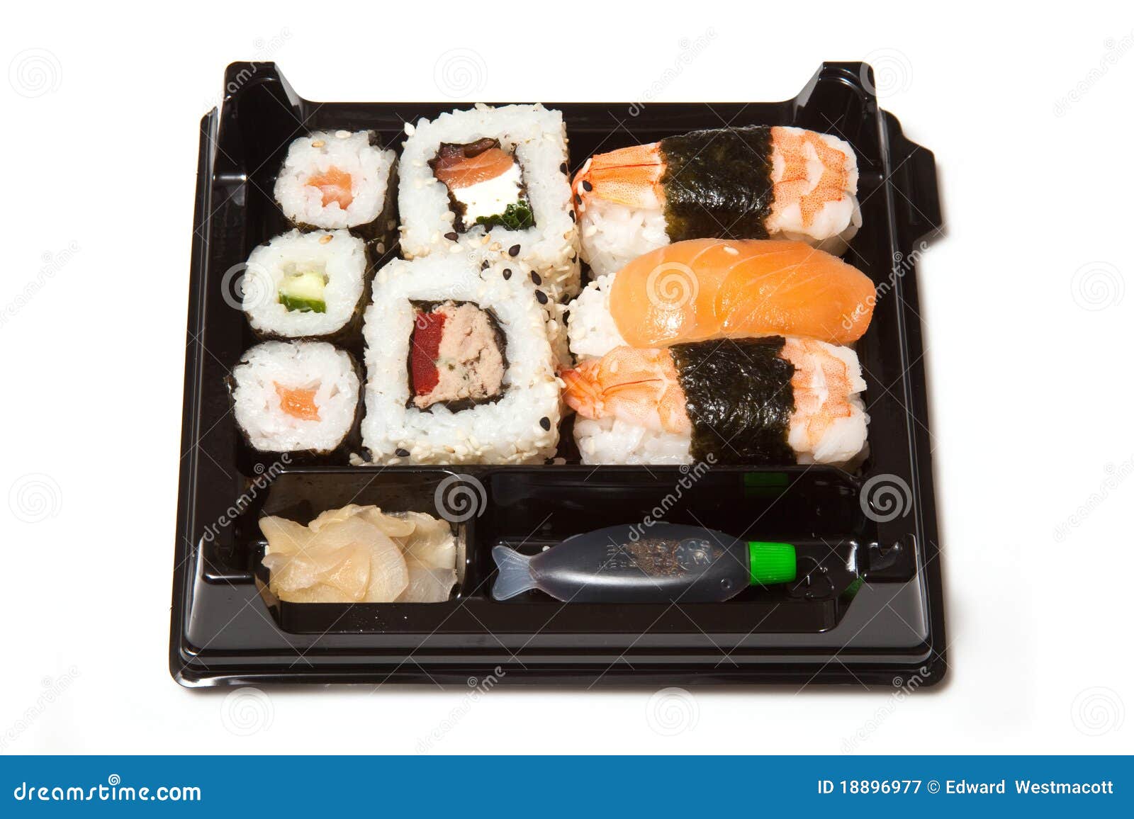 Tray of sushi stock image. Image of asian, container - 18896977