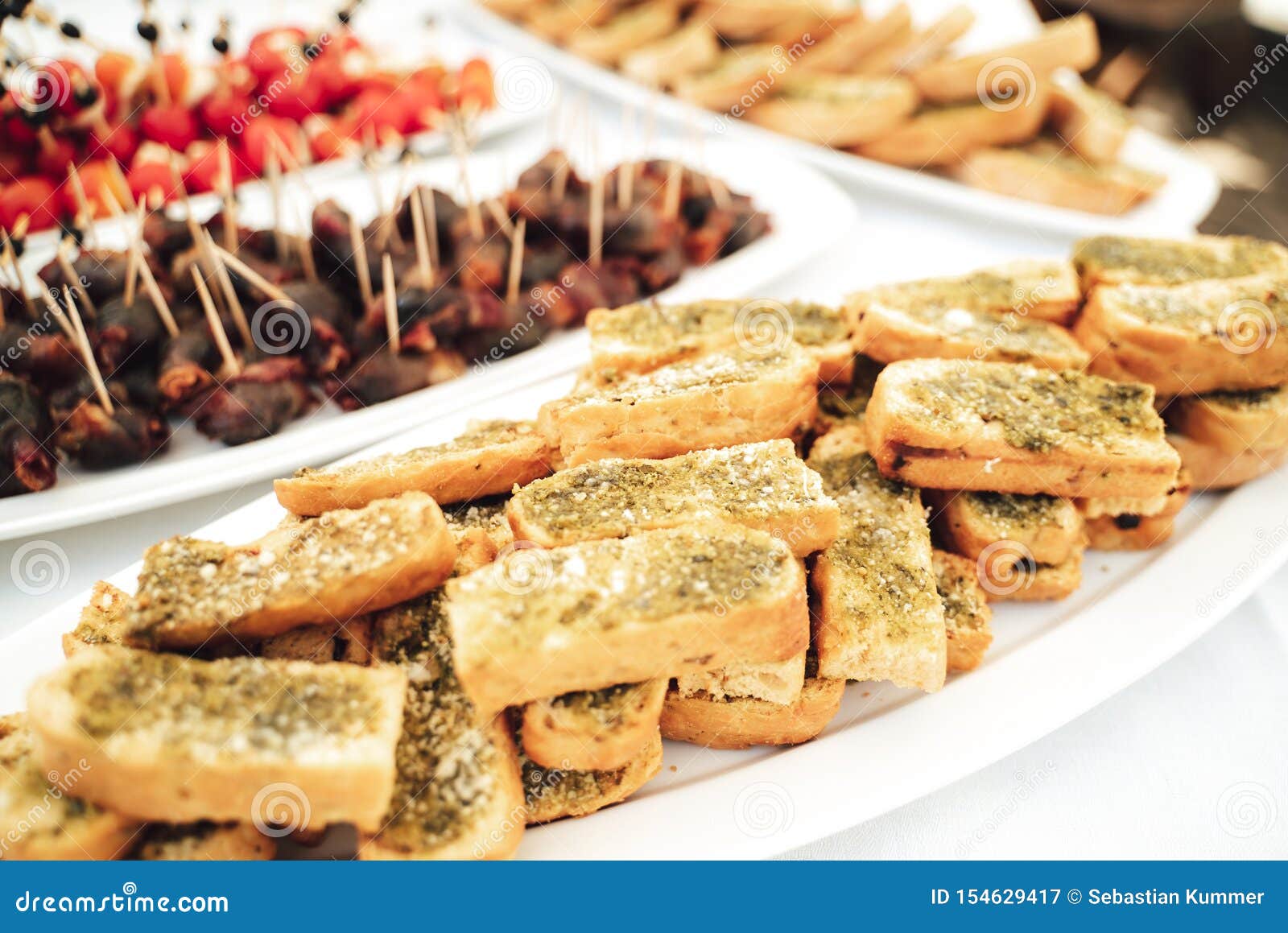 Tray of Toasted Bread Canapes or Snacks Stock Image - Image of dinner ...