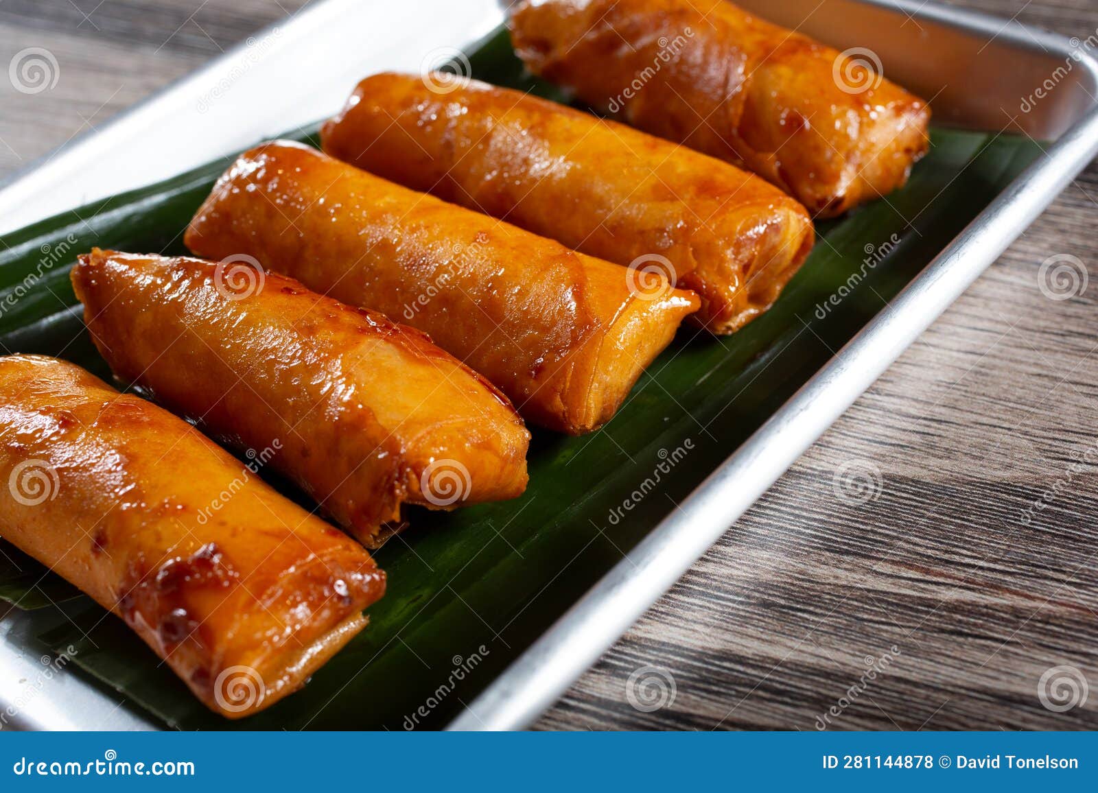 Turon, Filipino Banana Spring Rolls In Takeaway Container Royalty-Free ...