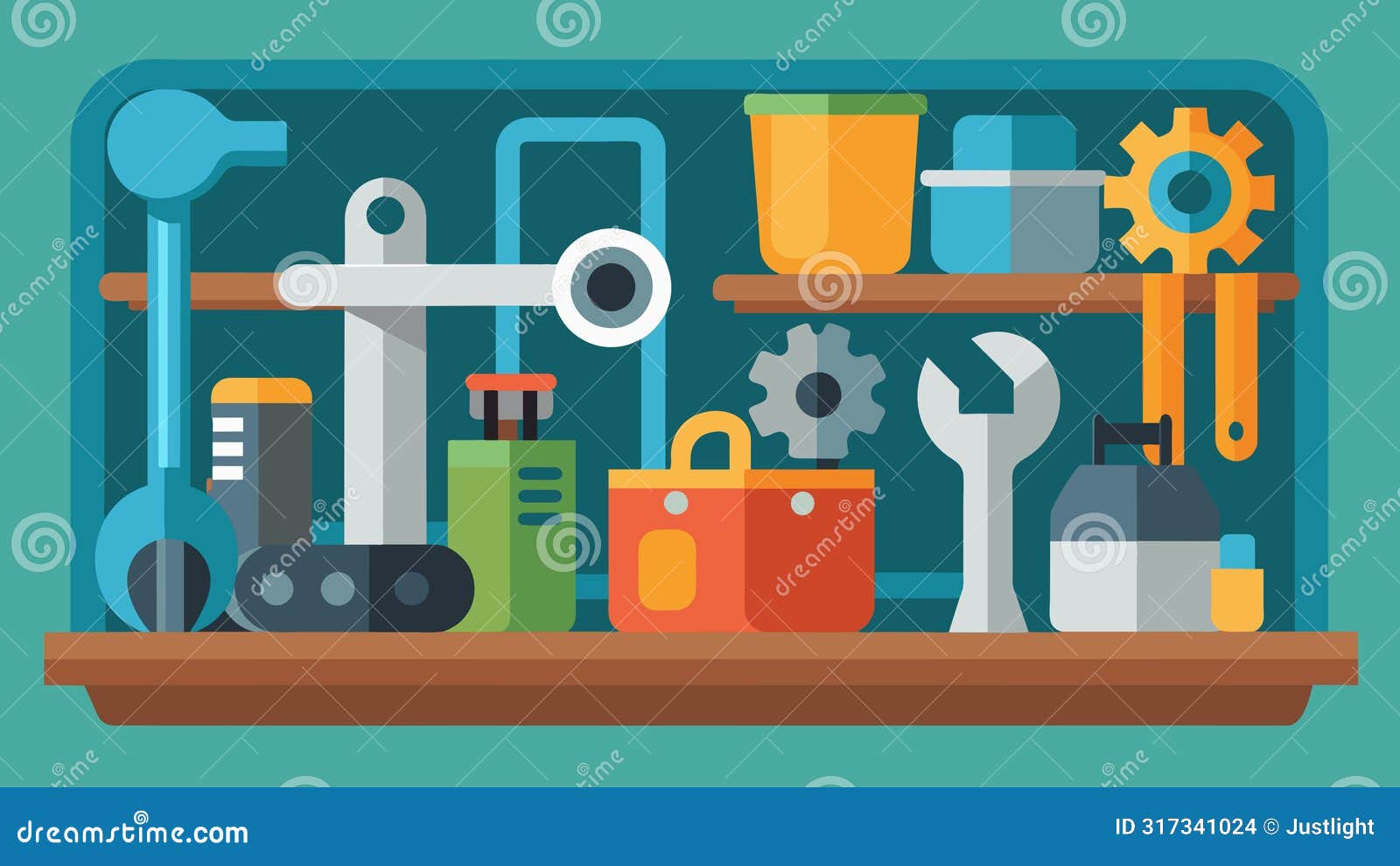 A Tray Of Various Tools And Spare Parts Sits On A Shelf Ready For Any ...