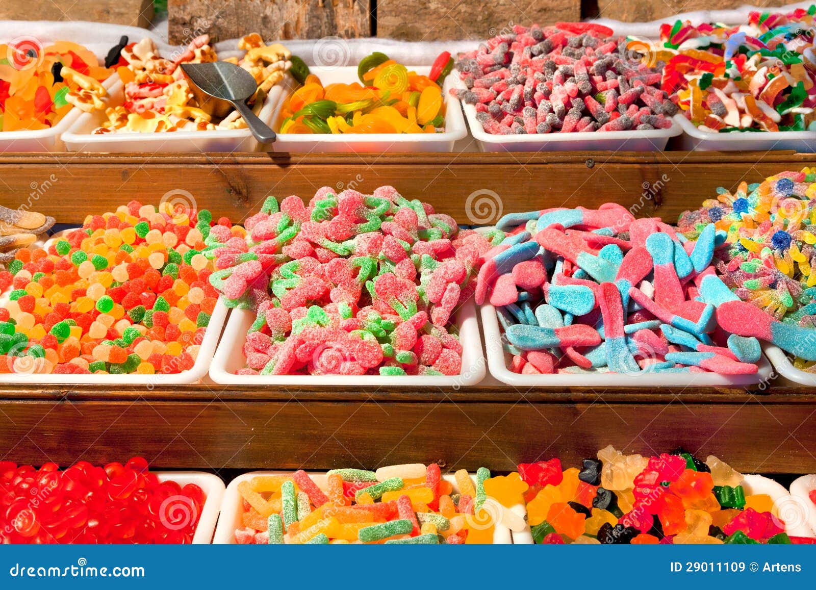 Trays of caramel candy. stock image. Image of candy, collection - 29011109