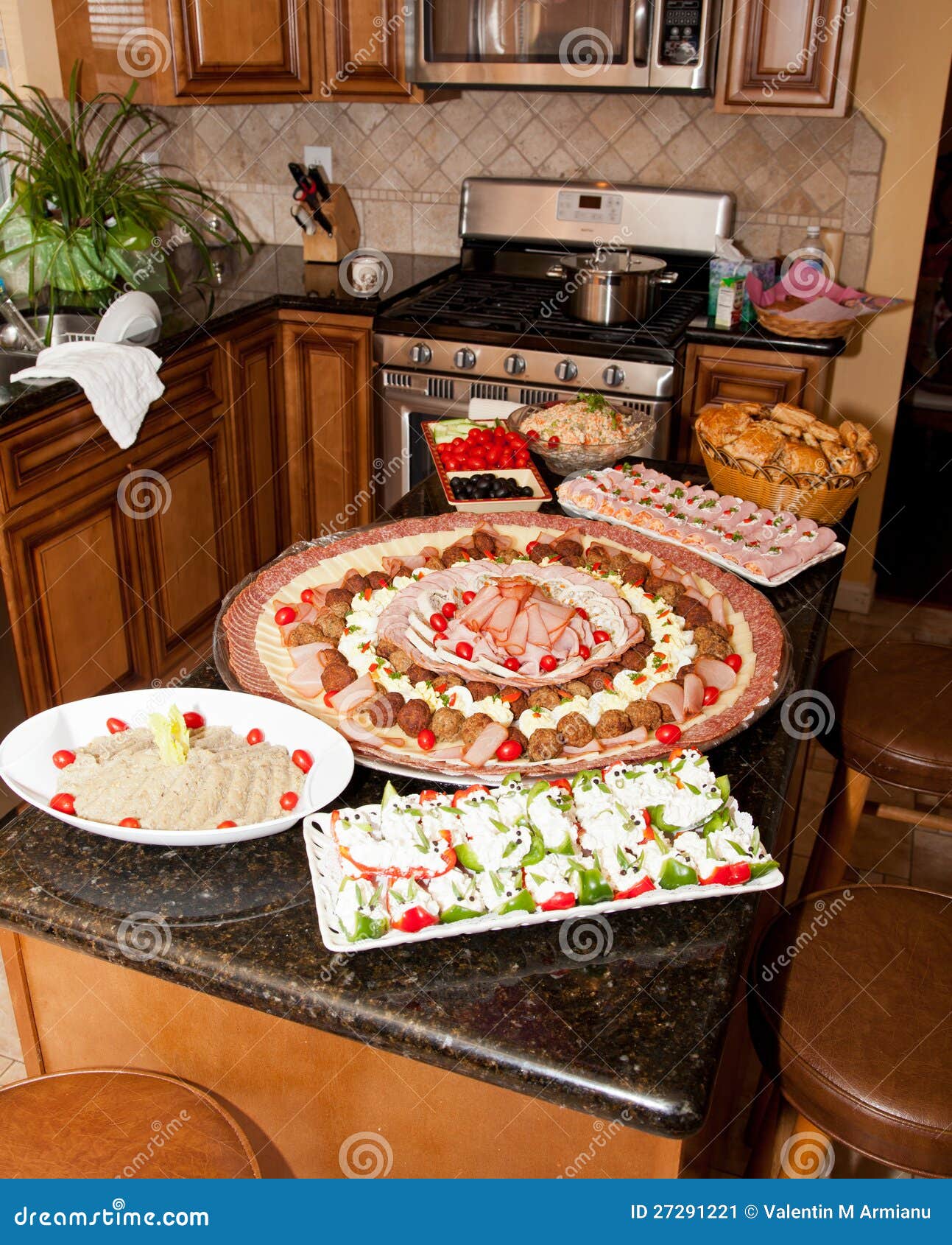 Trays of food in kitchen stock image. Image of white - 27291221
