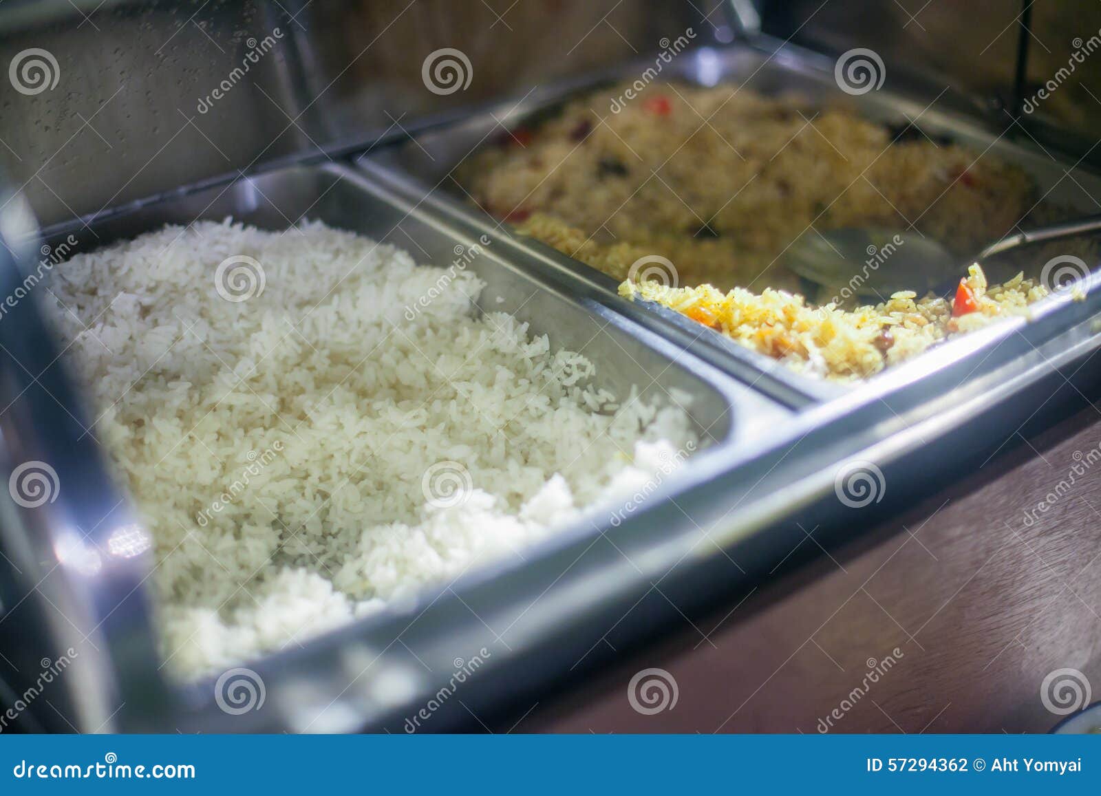 Trays of Rice and Fried Rice Set Stock Photo - Image of prepared ...