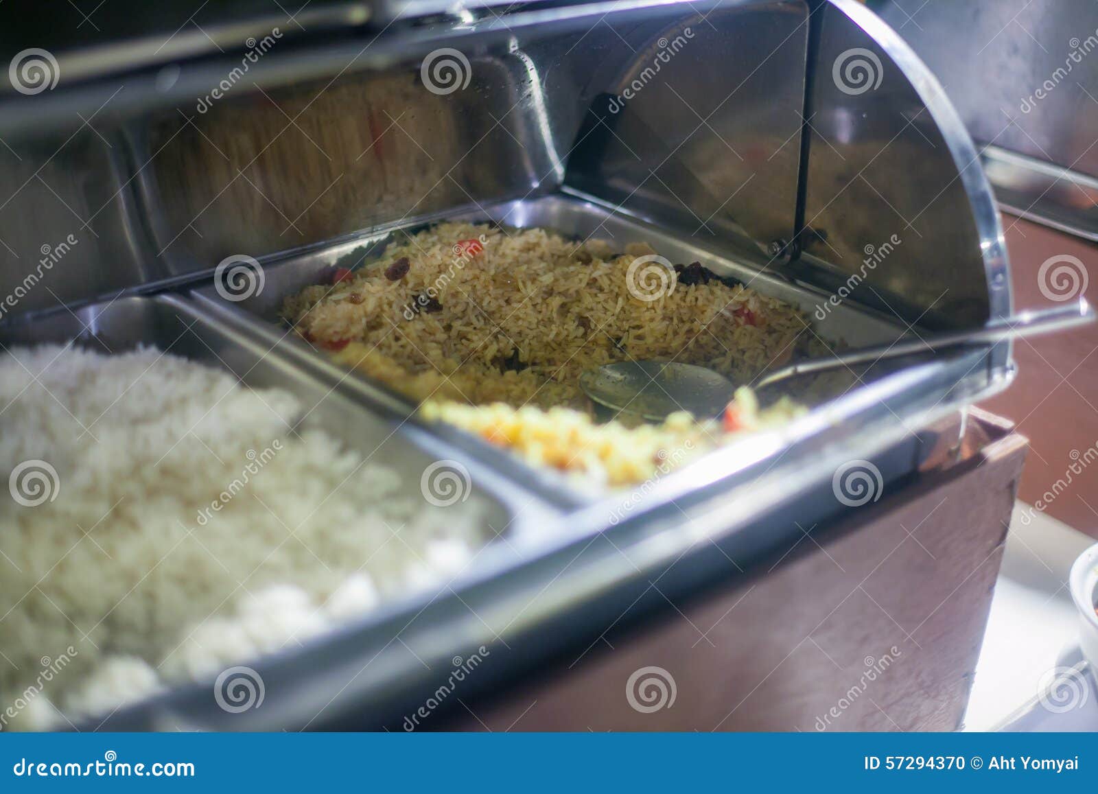 Trays of Rice and Fried Rice Set Stock Photo - Image of cooking, green ...