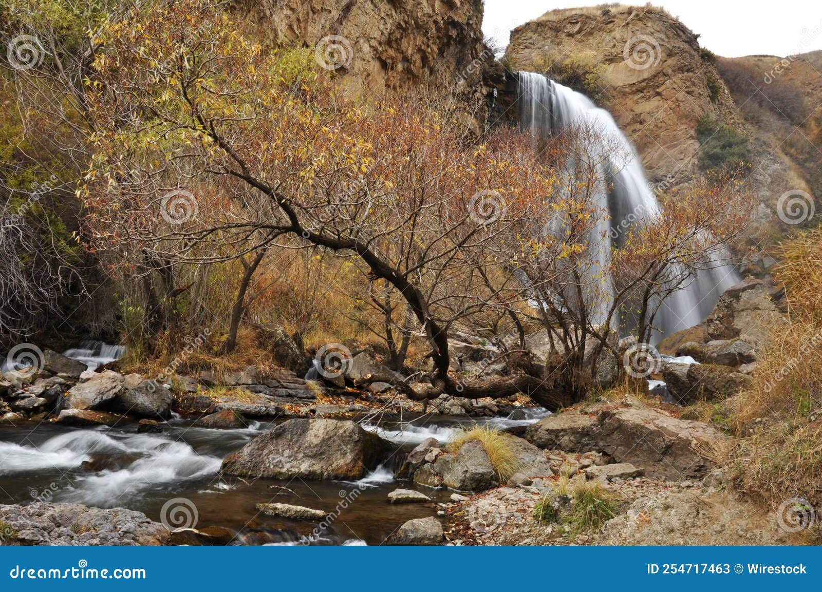 Trchkan Waterfall Flowing Downstream on a Rocky Cliff in Armenia Stock ... Trchkan Waterfall Flowing Downstream on a Rocky Cliff in Armenia Stock ...