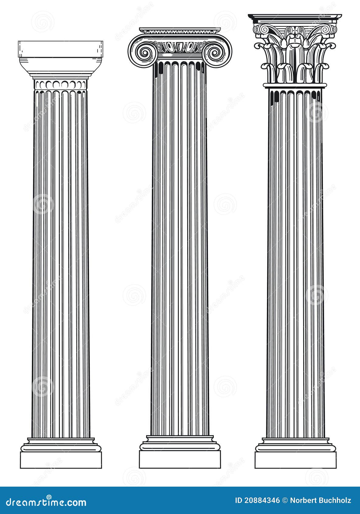 Tre colonne greche illustrazione vettoriale. Illustrazione di acanto ...