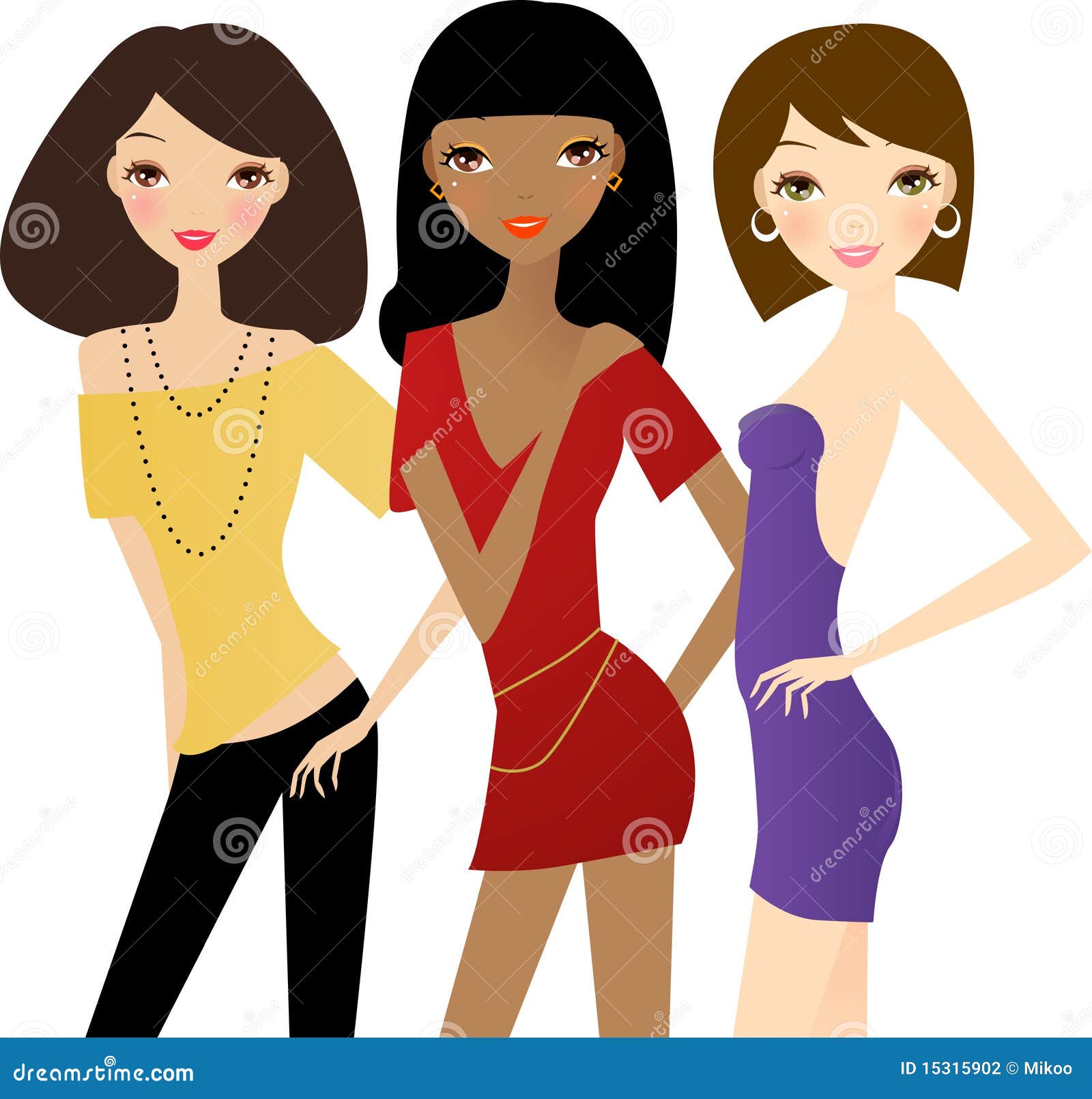 Tre donne di modo illustrazione vettoriale. Illustrazione di ...