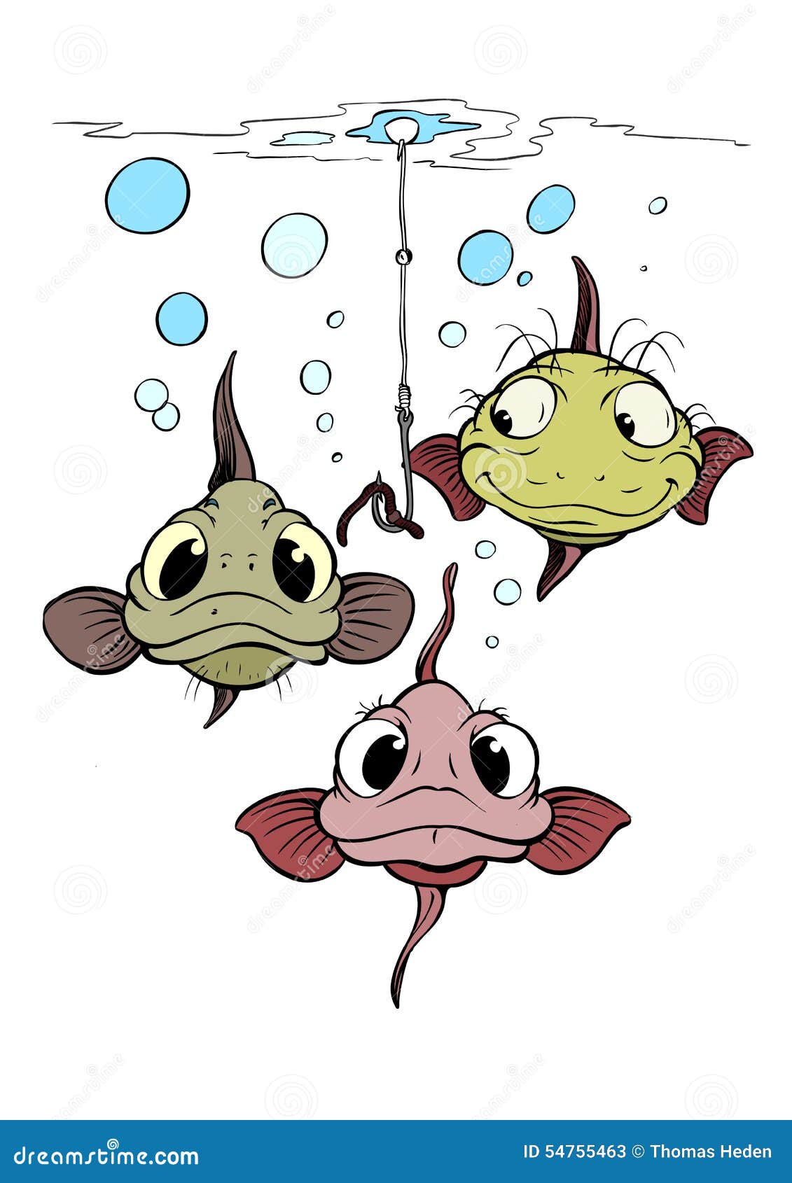 Tre roliga fiskar stock illustrationer. Illustration av ferie - 54755463