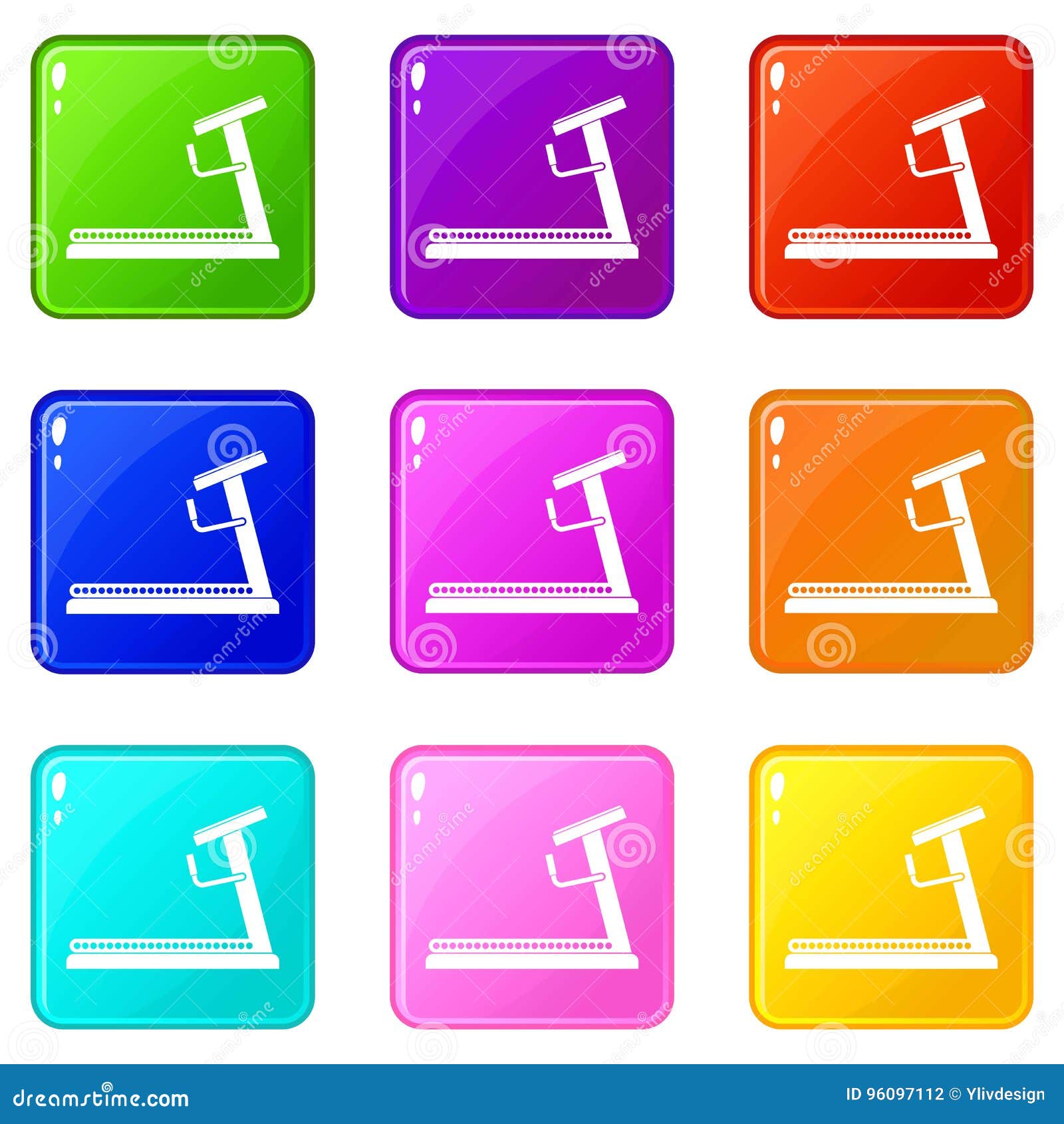 Treadmill icons 9 set stock vector. Illustration of health - 96097112