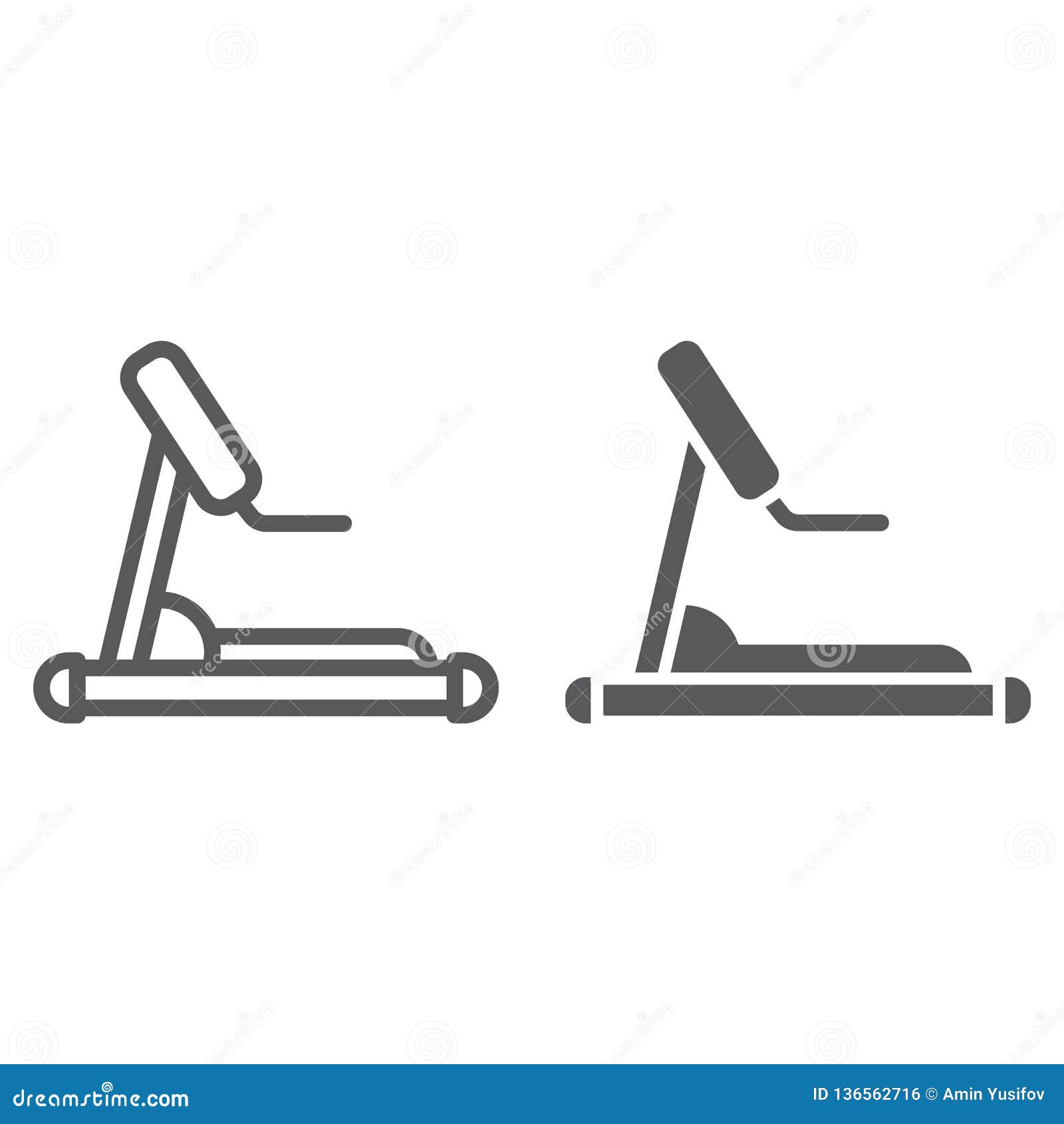 Treadmill Line and Glyph Icon, Sport and Workout, Equipment Sign ...