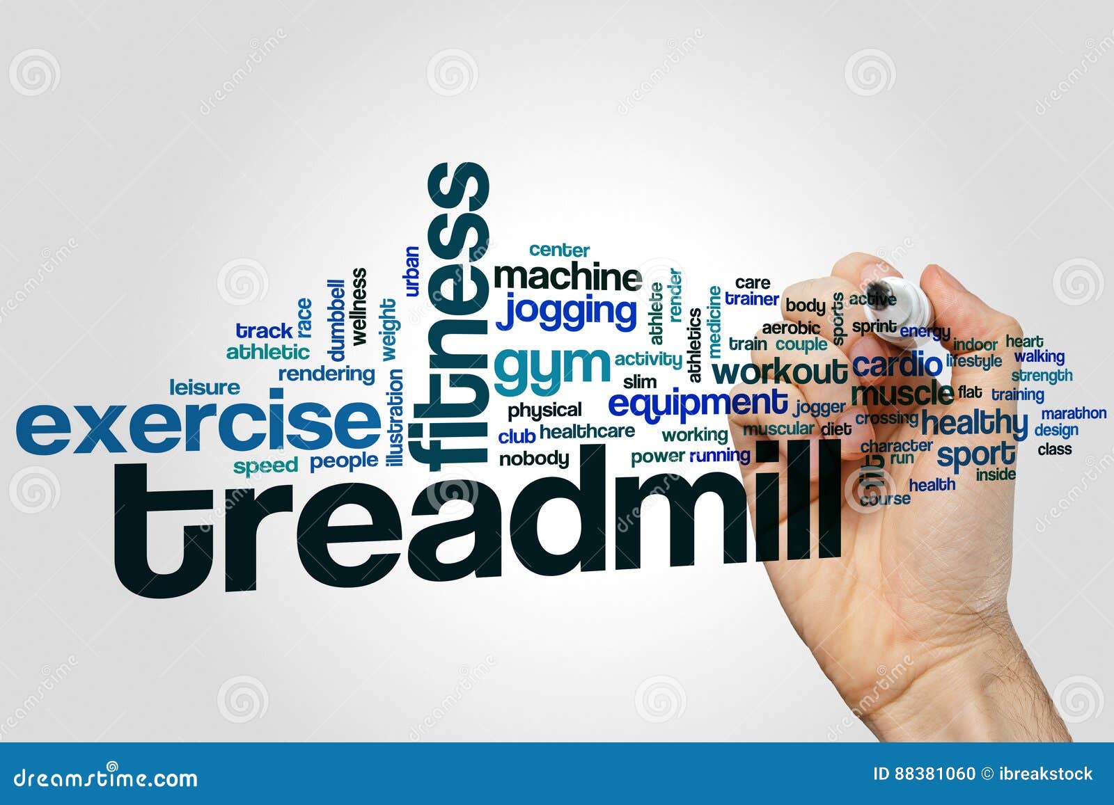 Treadmill word cloud stock illustration. Illustration of jogging - 88381060