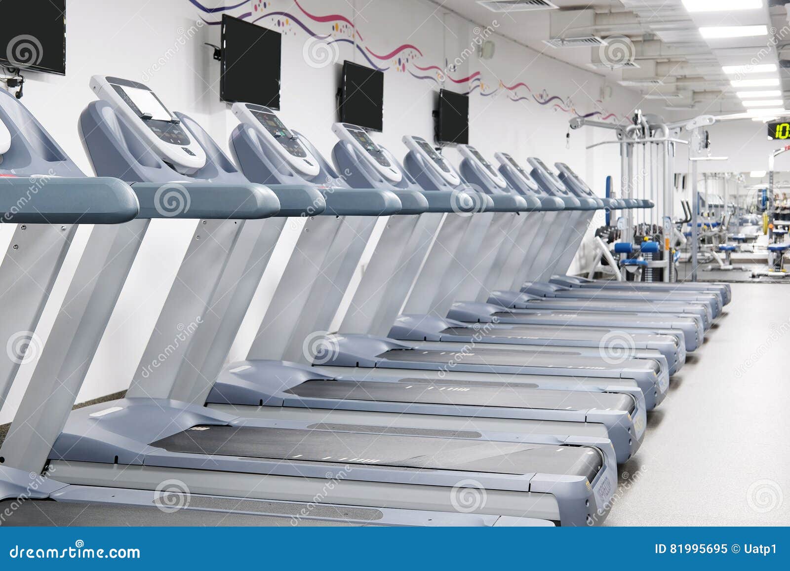 Treadmills in a Fitness Hall Stock Image - Image of inside, exercise ...