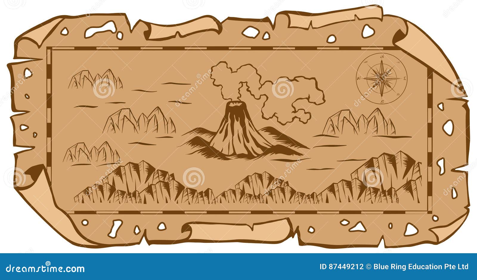 Treassure Map on Brown Paper Stock Vector - Illustration of object ...