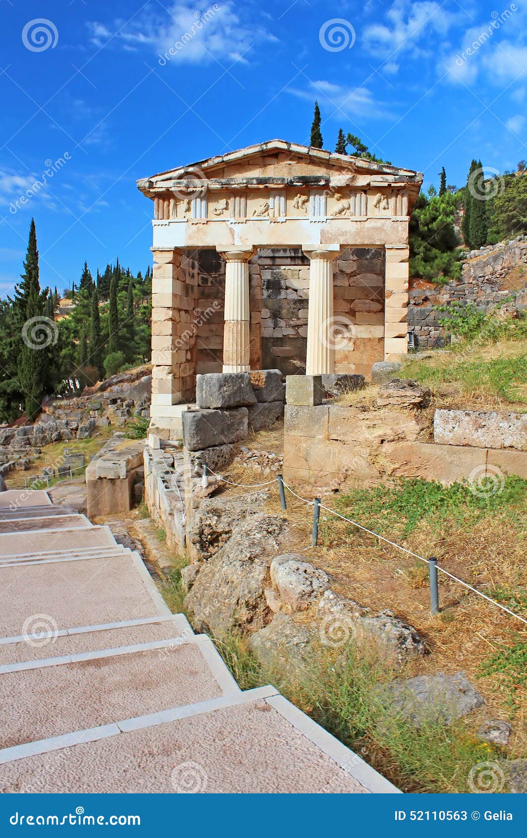 Treasure of the Athenians at Delphi, Greece Stock Image - Image of ...