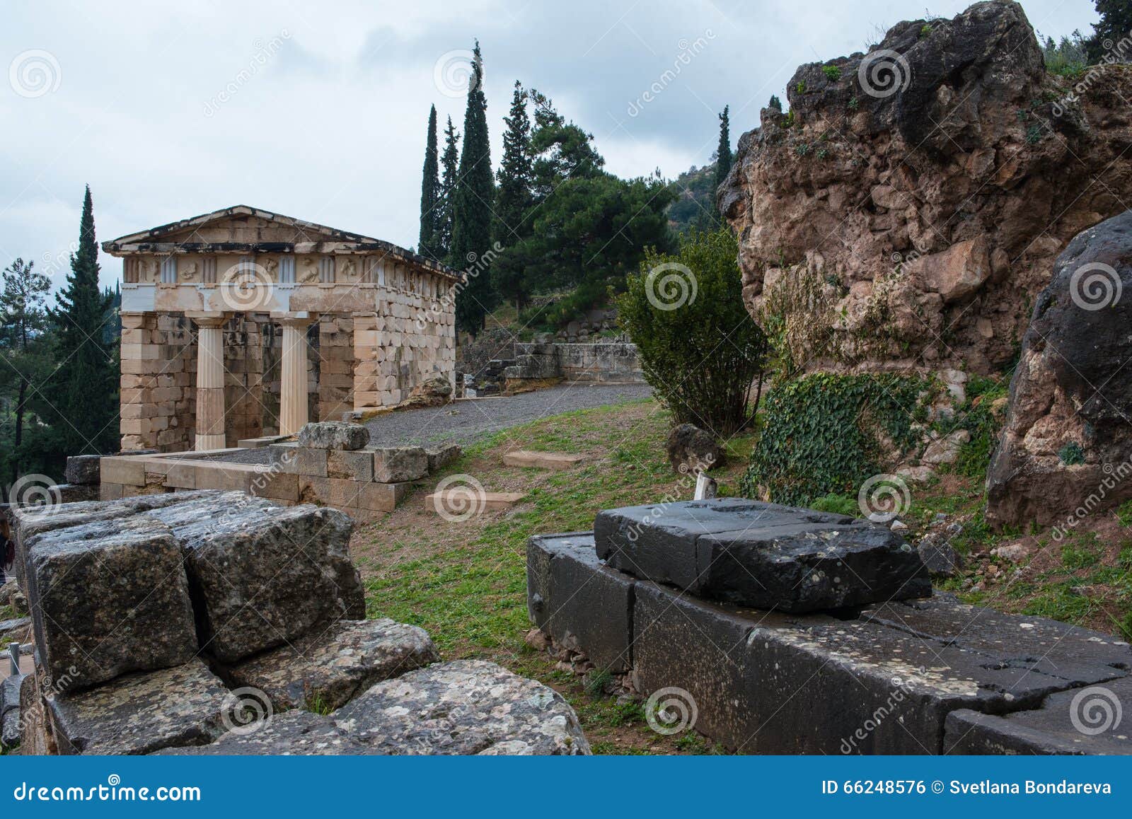 Treasure of the Athenians, Delphi, Greece Stock Photo - Image of ...