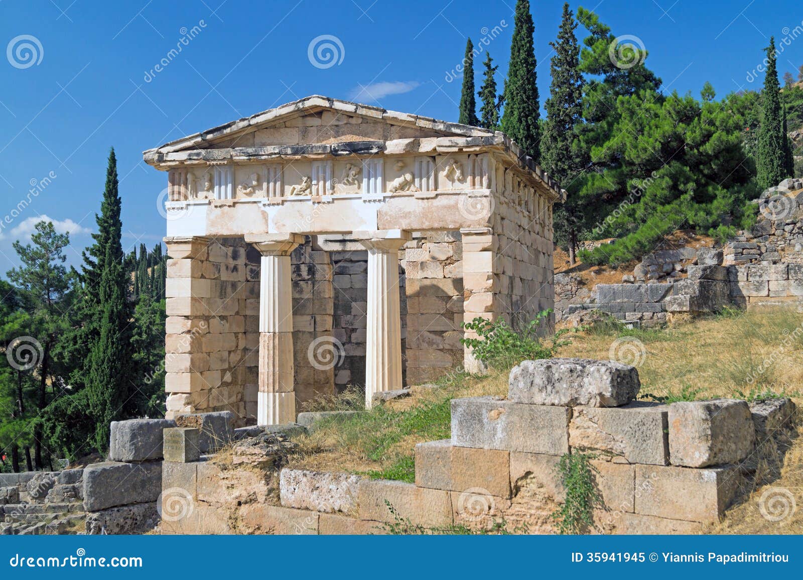 Treasure of the Athenians at Delphi Oracle Archaeological Site Stock ...