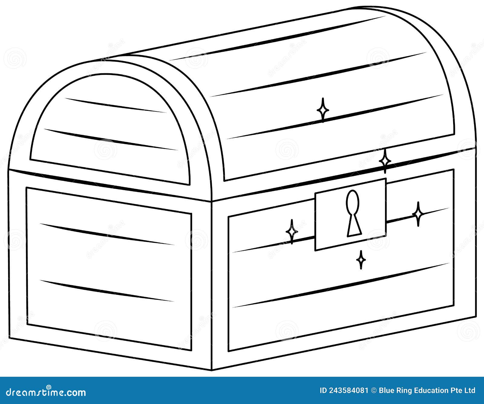 Treasure Box Black and White Doodle Character Stock Vector ...