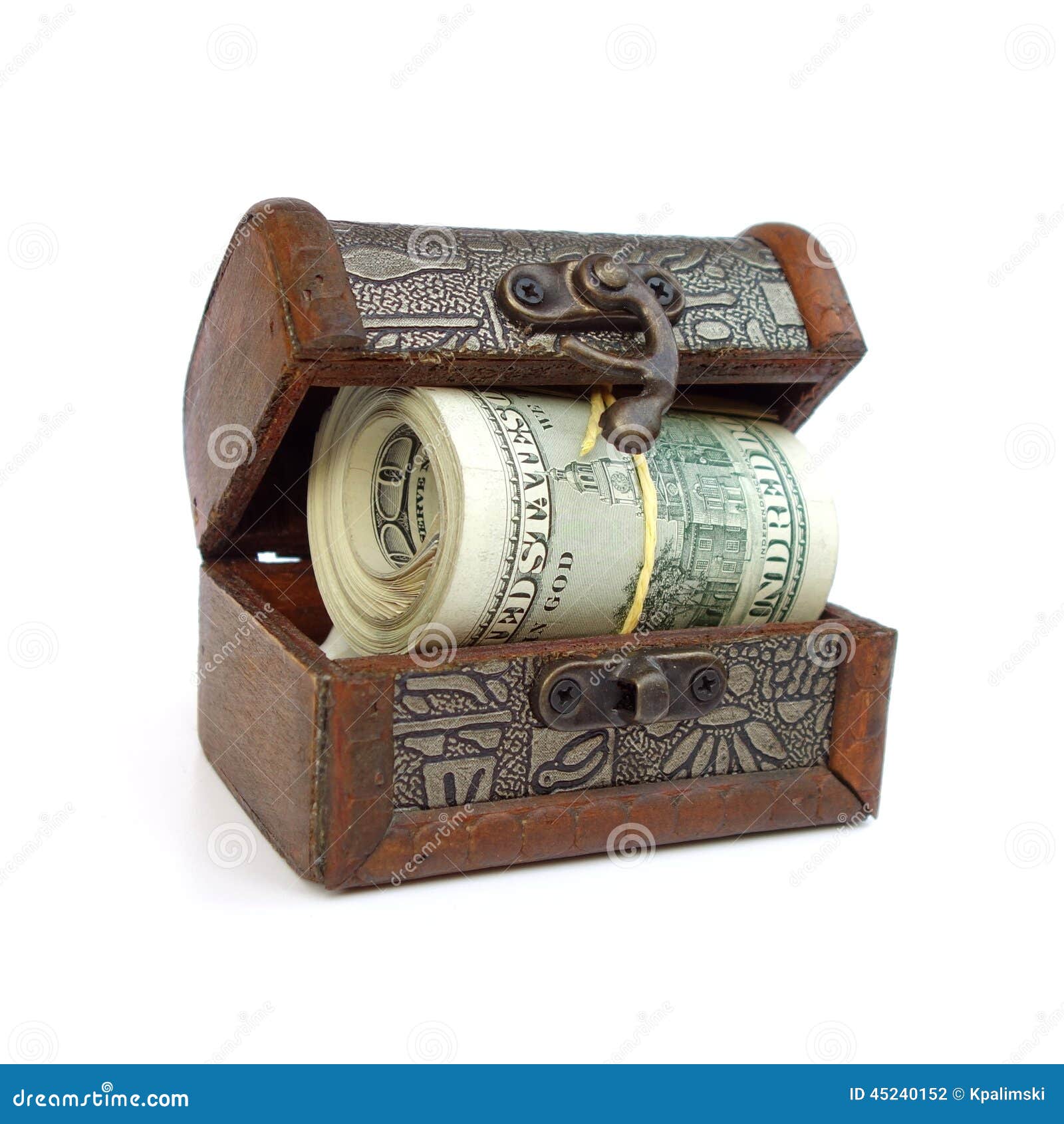 Treasure Box with Money Roll Stock Photo - Image of forex, dollar: 45240152