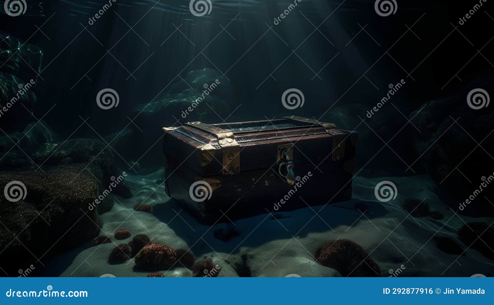 Treasure Chest at the Bottom of the Sea. 3d Render Stock Illustration ...