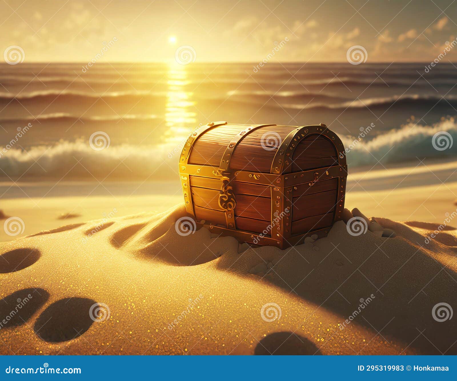 A Treasure Chest Buried In The Sand Stock Image | CartoonDealer.com ...