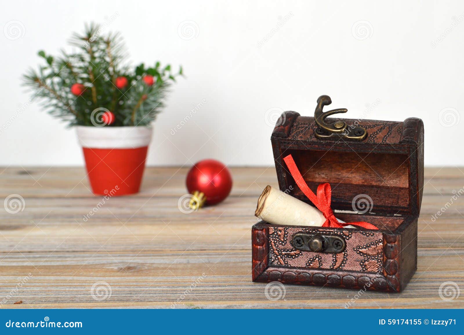 Treasure Chest with Christmas Letter Stock Image - Image of arrangement ...