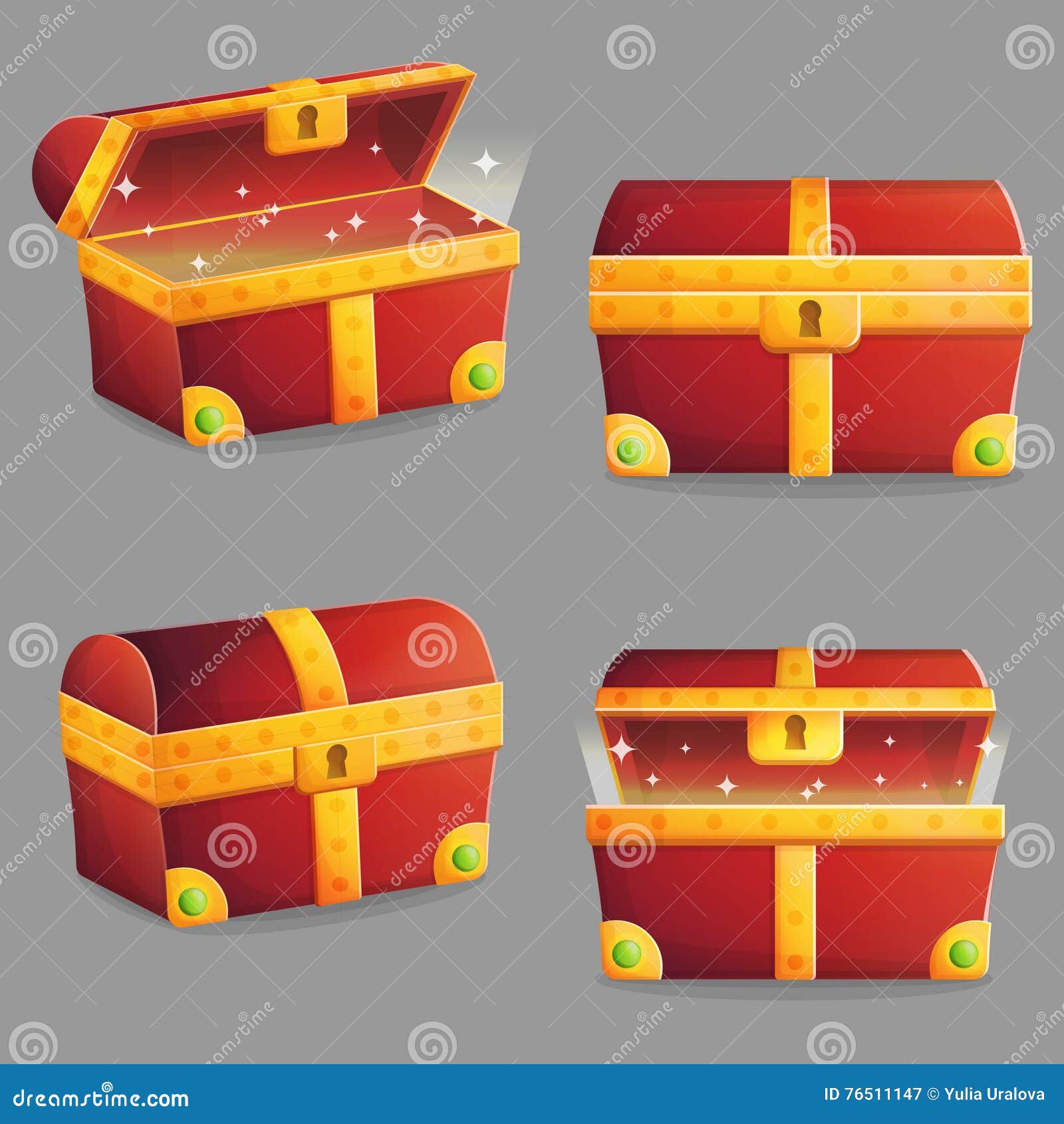 Treasure Chest in Different Positions Stock Vector - Illustration of ...