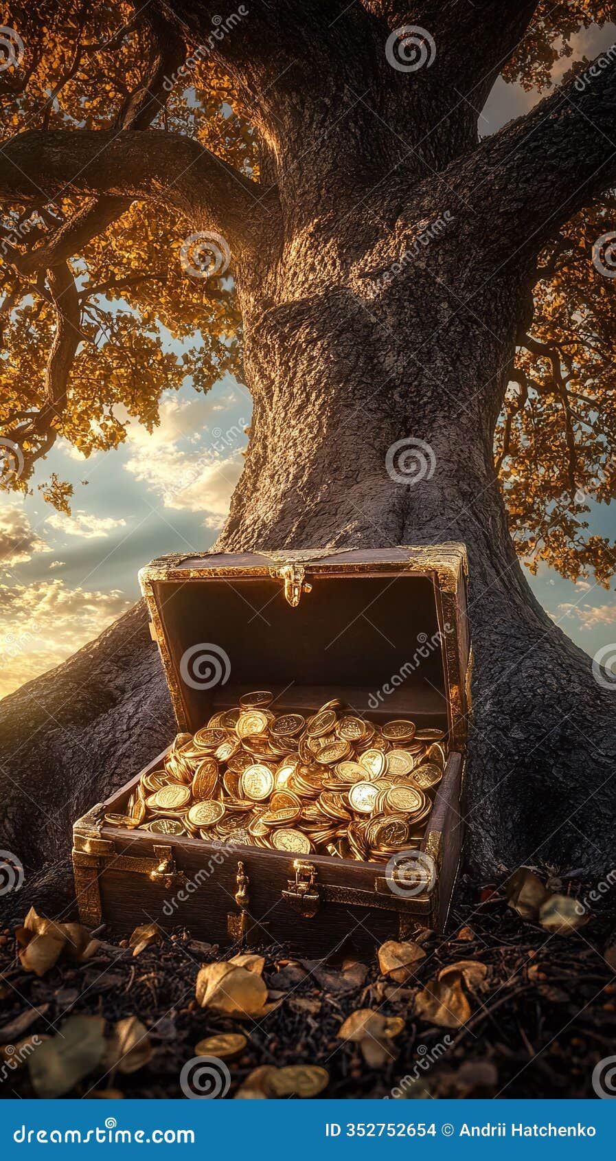 Treasure Chest Discovered Beneath the Roots of an Ancient Tree Stock ...