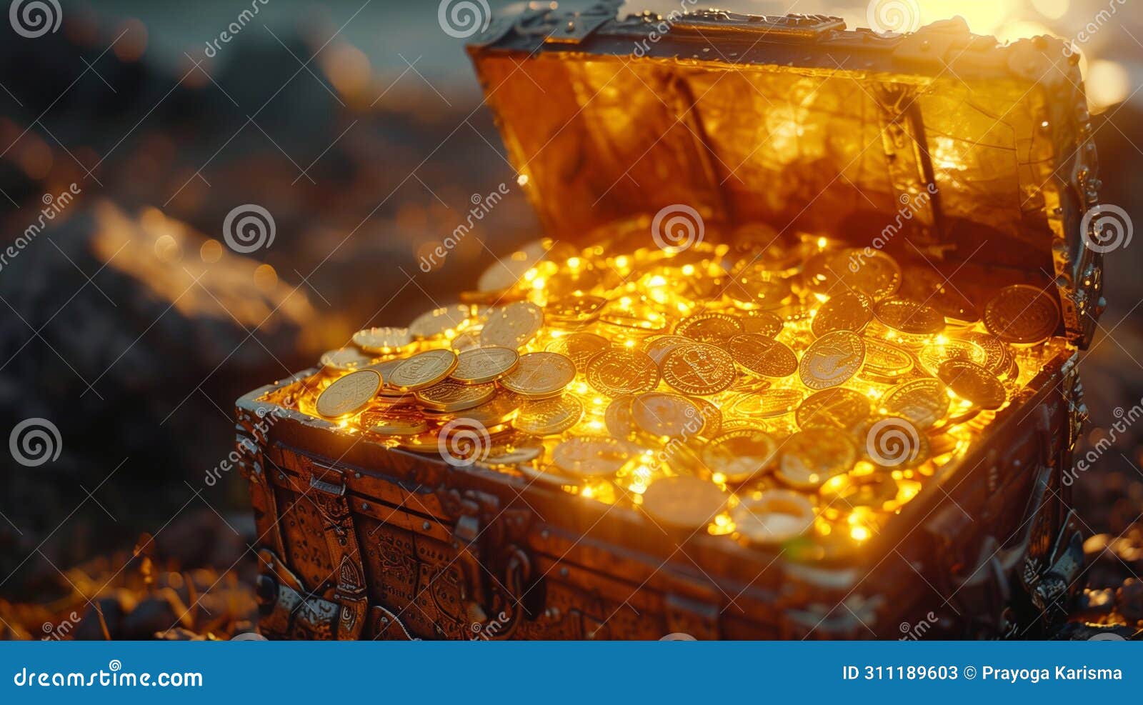 Treasure Chest Full of Gold Background Stock Image - Image of full ...