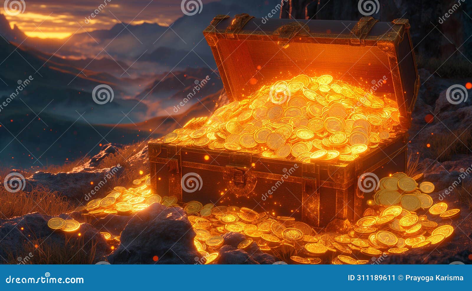 Treasure Chest Full of Gold Background Stock Image - Image of wealth ...