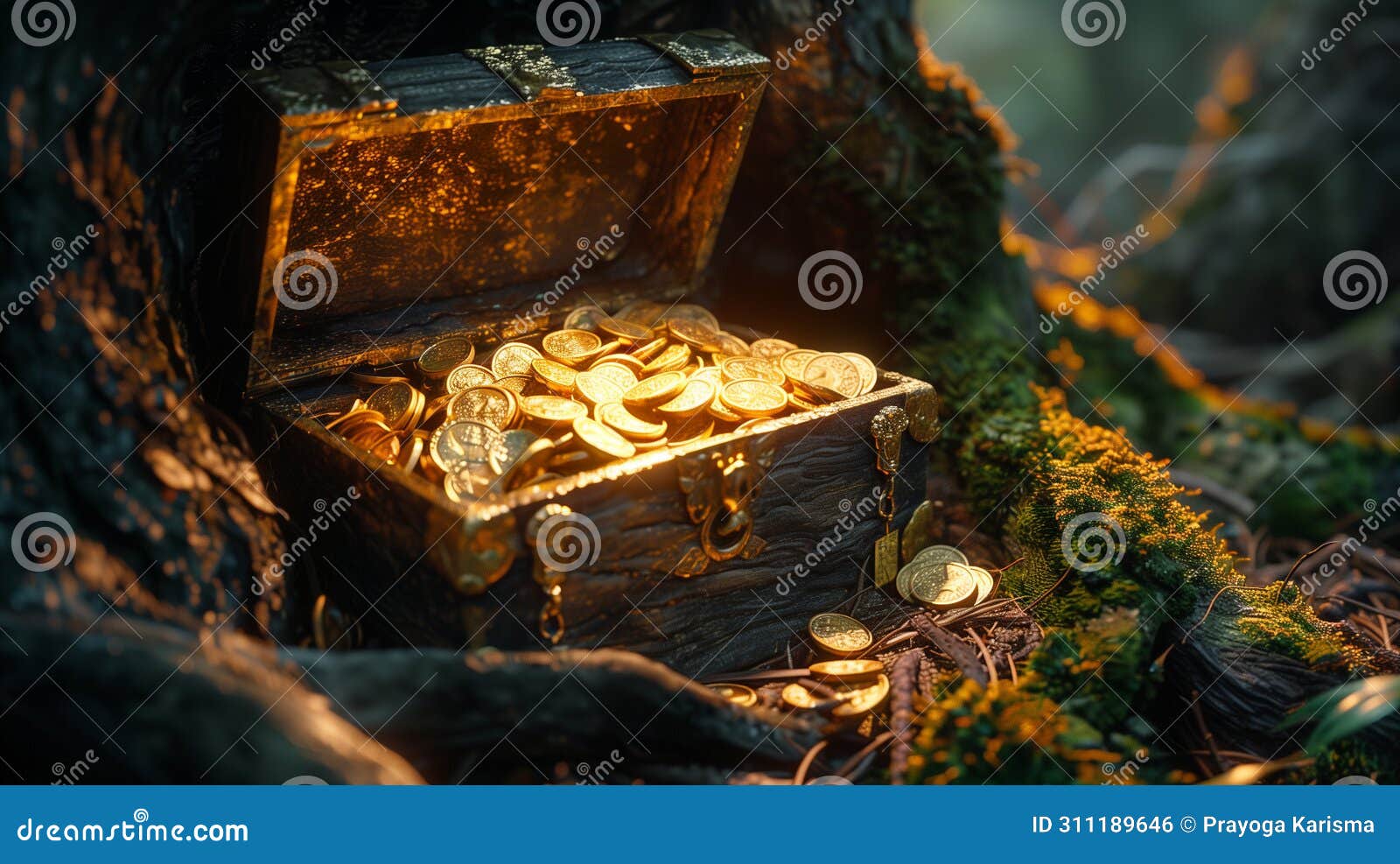 Treasure Chest Full of Gold Background Stock Photo - Image of wooden ...